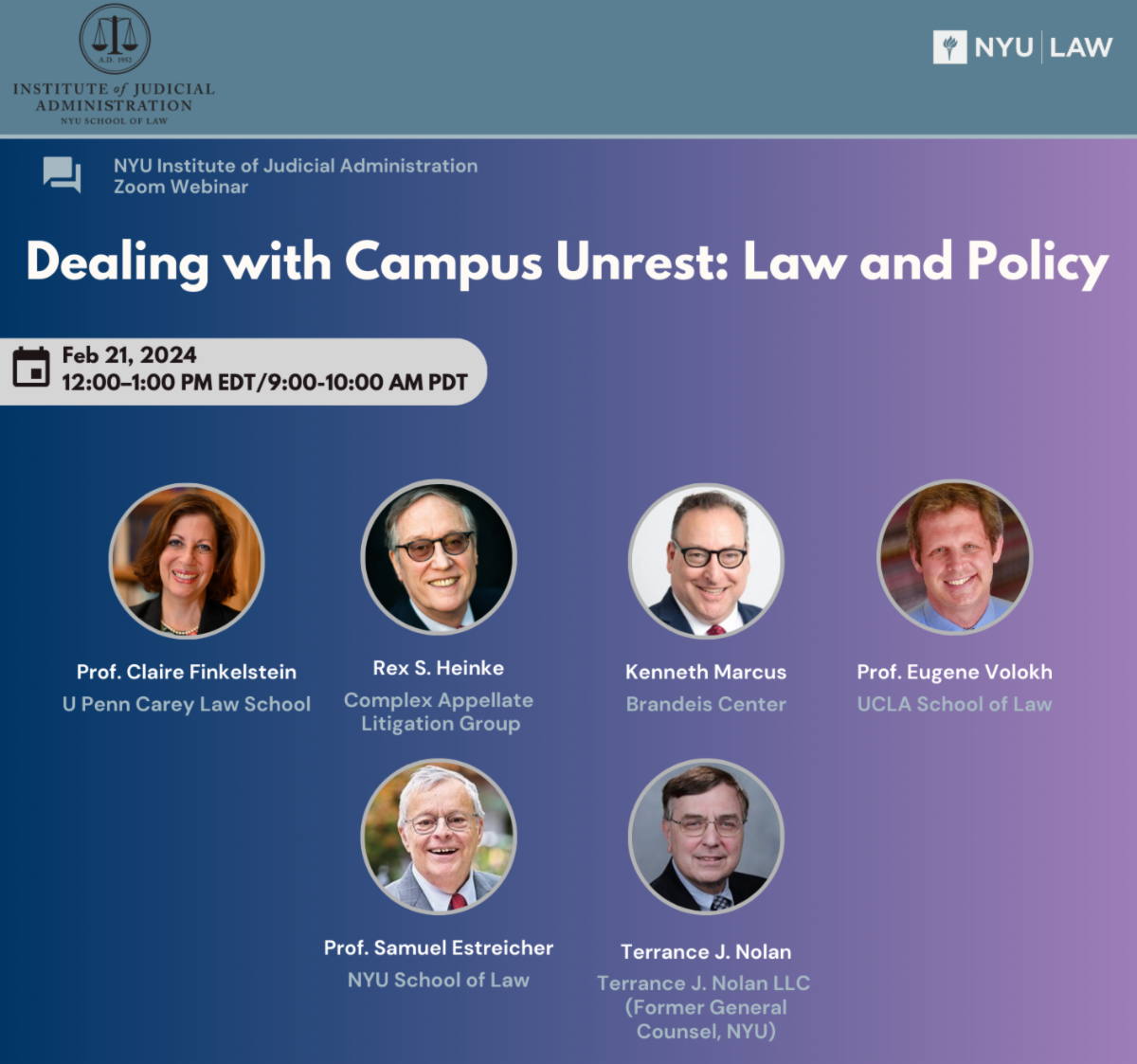 Kenneth Marcus in NYU School of Law Webinar: “Dealing with Campus ...